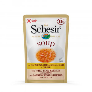 Schesir Cat Soup mit Wildlachs & Karotten Katzen-Nassfutter