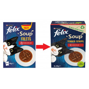 Felix Soup Tender Strips pour chat au bœuf, au poulet et à l’agneau